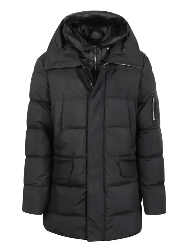 MOORER Quilted Hooded Jacket - Black