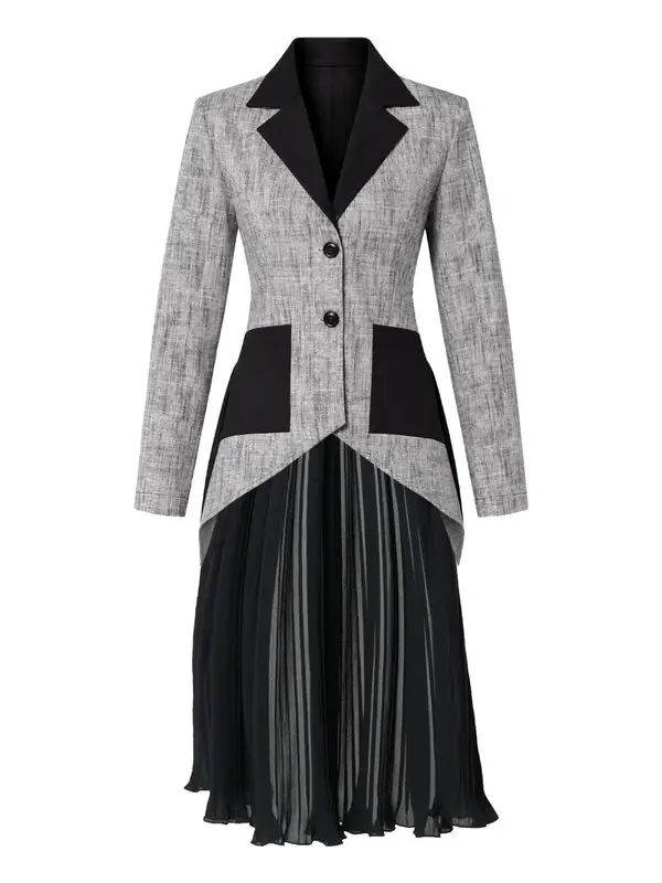 METAMORPHOZA High-low Blazer With Black Pleated Back - Grey