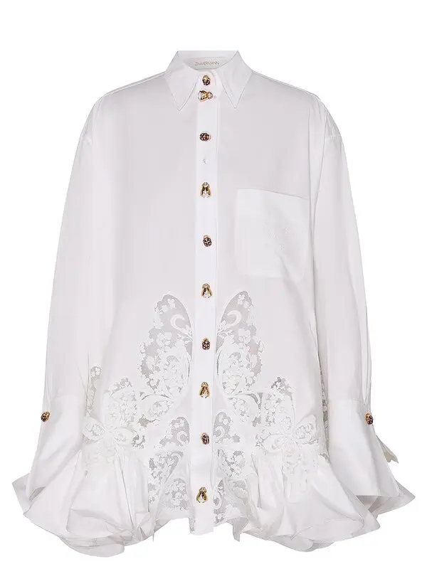 Zimmermann Becoming Applique Silk Poplin Mini Dress - Ivory
