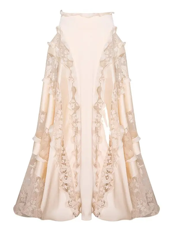 Zimmermann Motion Spliced Lace Silk-blend Maxi Skirt - Ivory