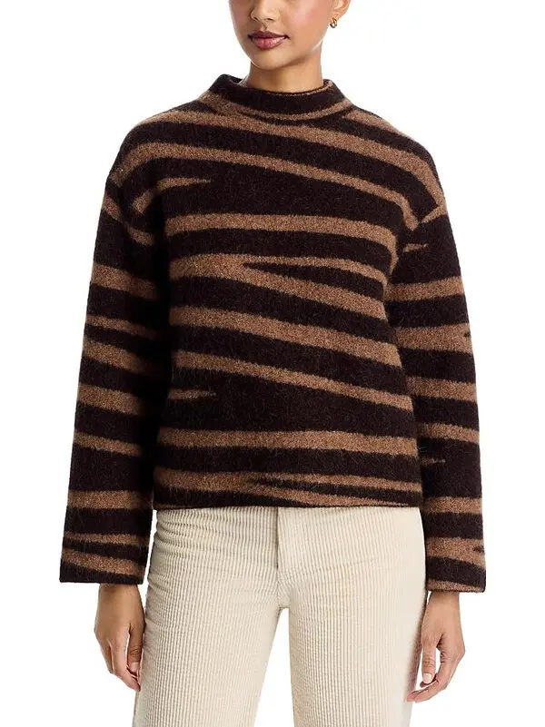 Rag & Bone Zebra Alpaca & Wool Mock Neck Sweater - Camel