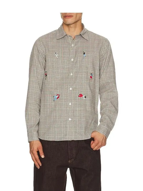 EDMMOND STUDIOS Groove Room Shirt In Grey - Plain Khaki