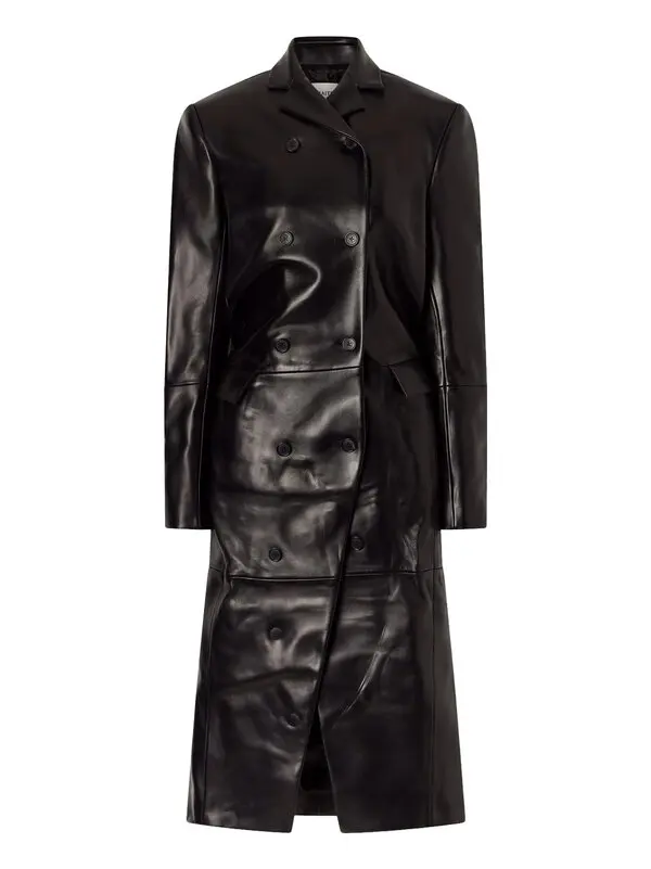 Khaite Rolon Leather Paneled Leather Coat - Black