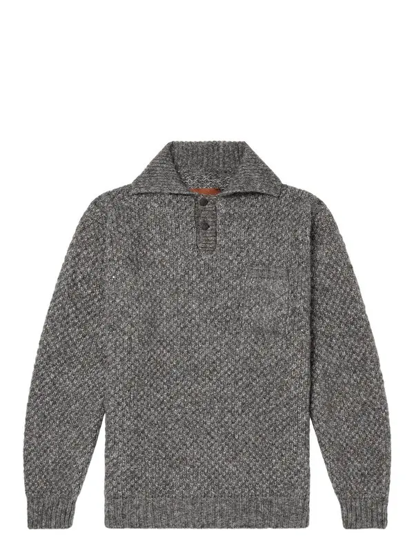MONITALY Alpaguan Alpaca And Cotton-blend Polo Shirt - Gray