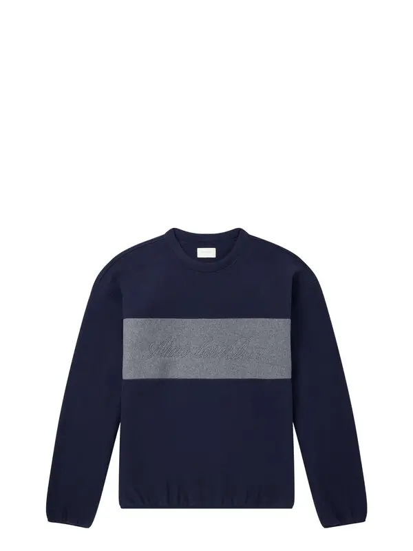 Aimé Leon Dore Logo-embroidered Two-tone Fleece Sweatshirt - Navy