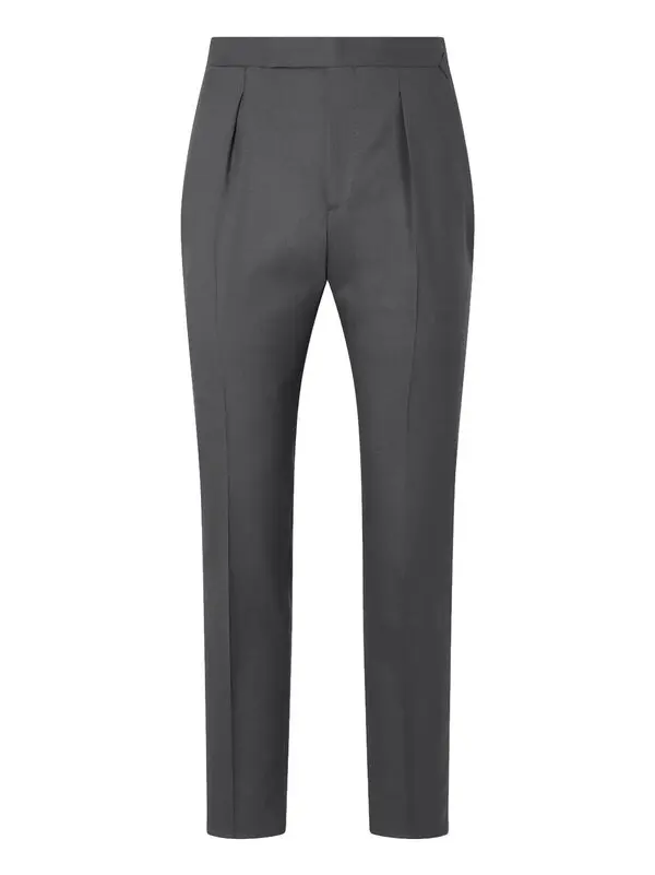 Thom Sweeney Tapered Pleated Wool-twill Suit Trousers - Gray