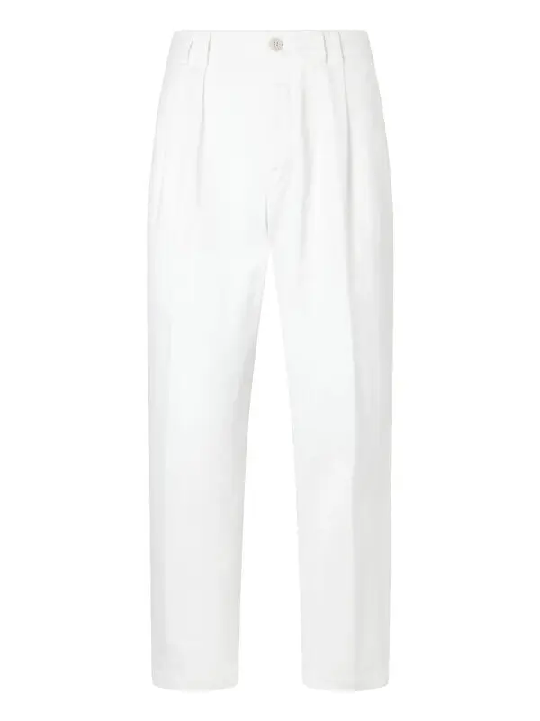 Canali Tapered Pleated Cotton-twill Trousers - Neutrals