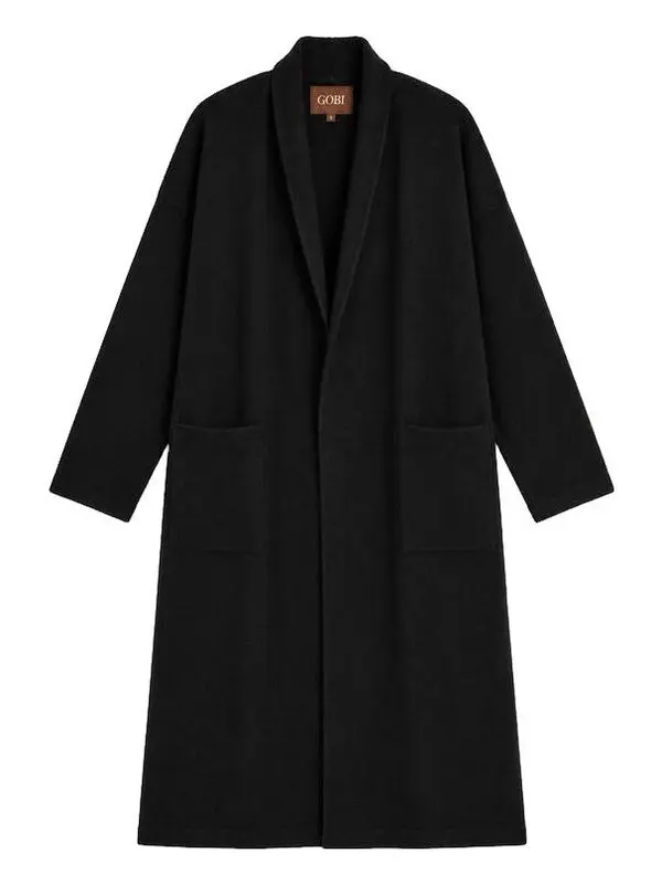 Gobi Cashmere Cashmere Shawl-collar Long Cardigan - Black