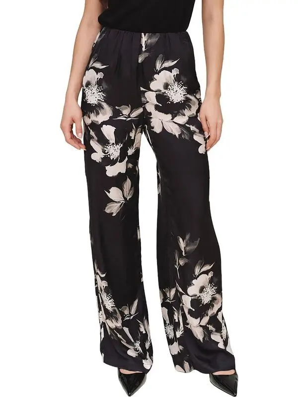 Bella Dahl Floral Bias Cut Wide Leg Pants - Noir Bloom