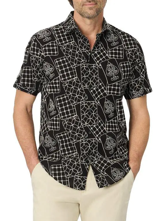 Robert Graham All Aces Embroidered Short Sleeve Button-up Shirt - Black