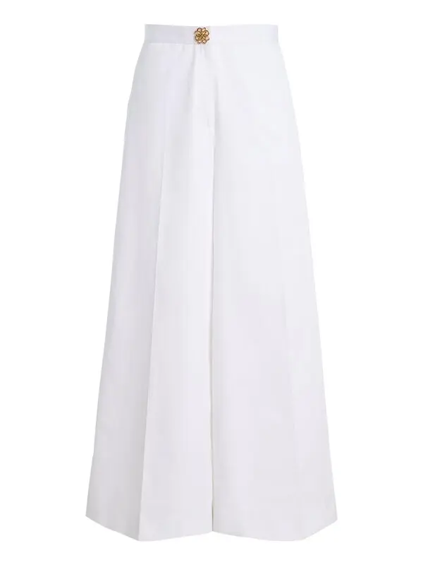 Oscar De La Renta Mid-rise Stretch-cotton Twill Wide-leg Pants - White