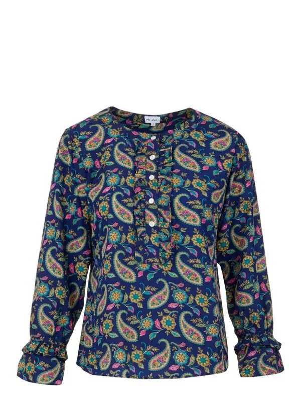 AT LAST... Meg Shirt In Navy Paisley - Blue