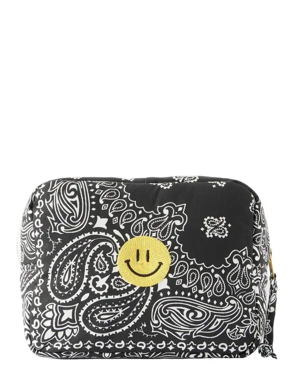 CALL IT BY YOUR NAME Embroidered Printed Cotton-canvas Pouch - Black