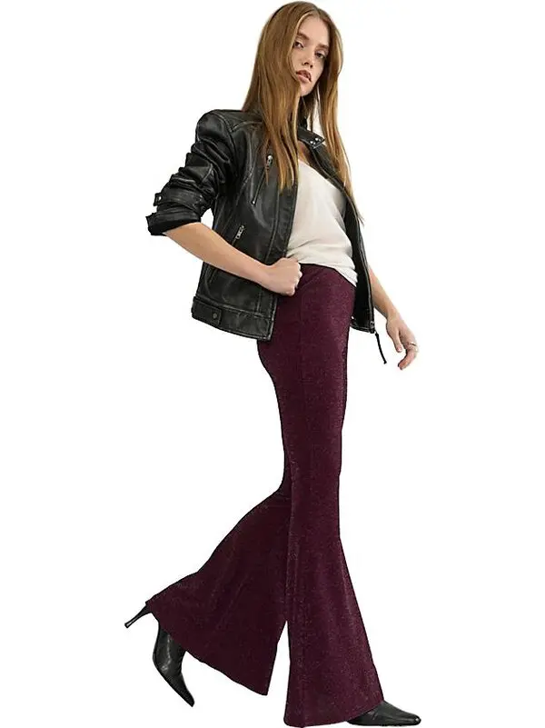T.W.I.N. T. W.i. N. Sparkle Flare Pants - Maroon
