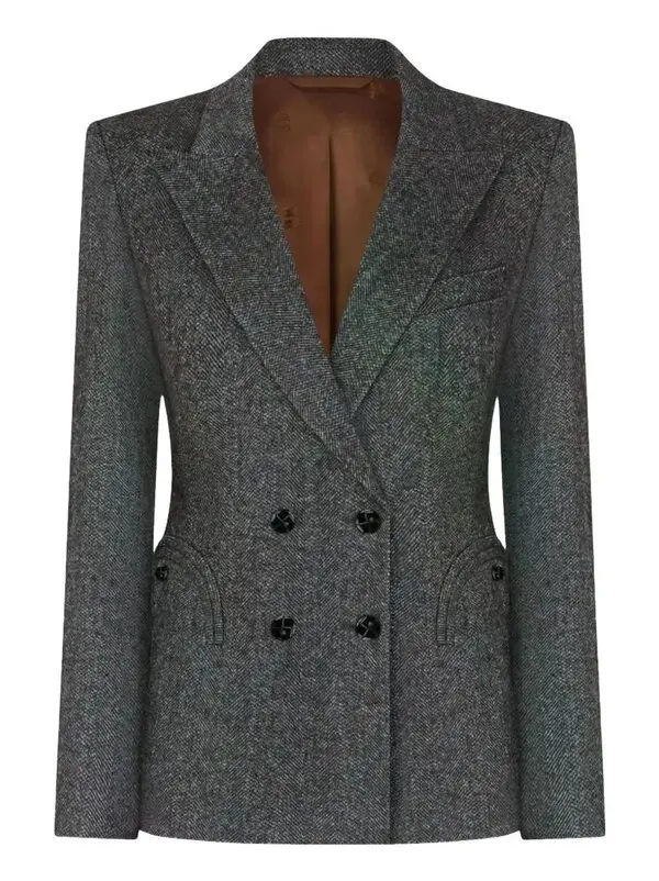 BLAZÉ MILANO Herringbone Double-breasted Blazer - Grey