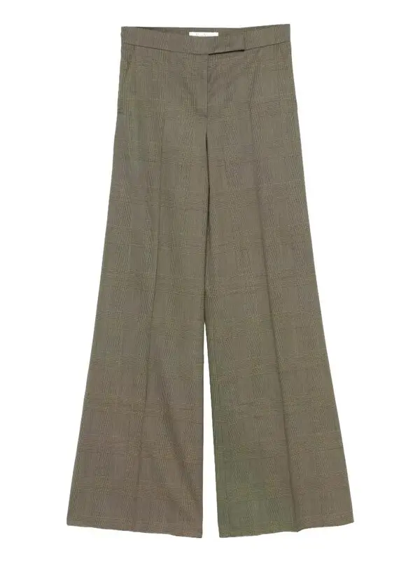 Max Mara Glen Plaid Wool Trousers - Green