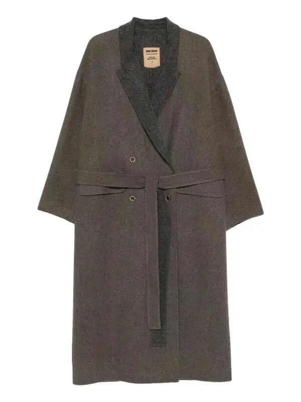 UMA WANG Belted Double-breasted Coat - Grey