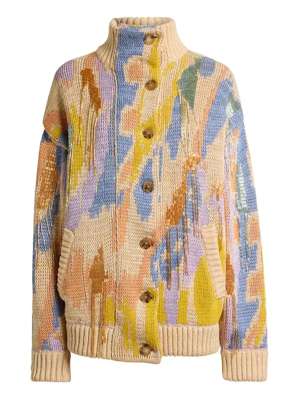 Etro Patterned Knit Cotton-blend Sweater Jacket - Multi