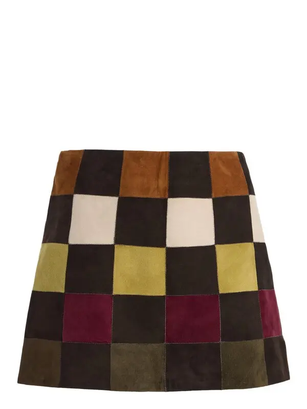 SIEDRES Exclusive Haze Patchwork Suede Mini Skirt - Multi