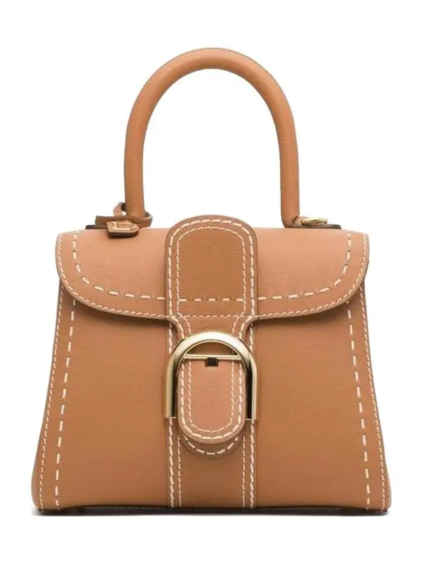 Delvaux Brillant Mini Grained Leather Top Handle Bag - Brown