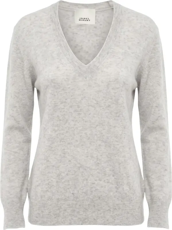 Isabel Marant Étoile Long-sleeved V-neck Thin Knit Top - Grey