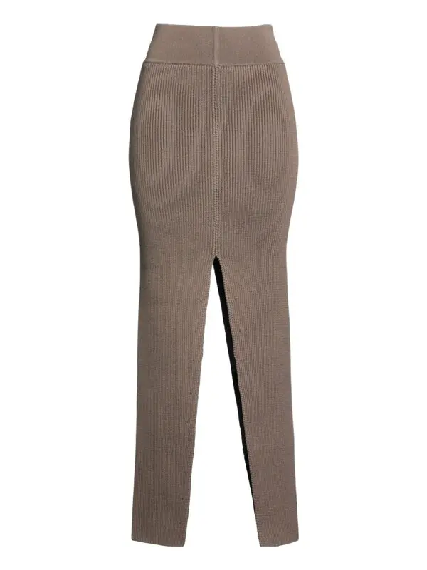 Rick Owens Solid-color Wool Knit Pencil Skirt - Brown