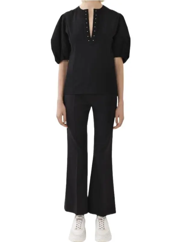 Chloé Cropped Flared Trousers - Black