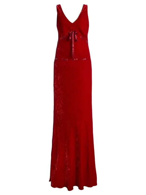 Bernadette Camille Velvet Maxi Dress - Red