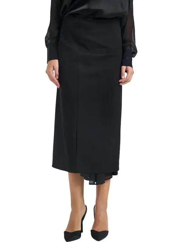 SEMICOUTURE Layered-hem Zip-detail Midi Skirt - Black