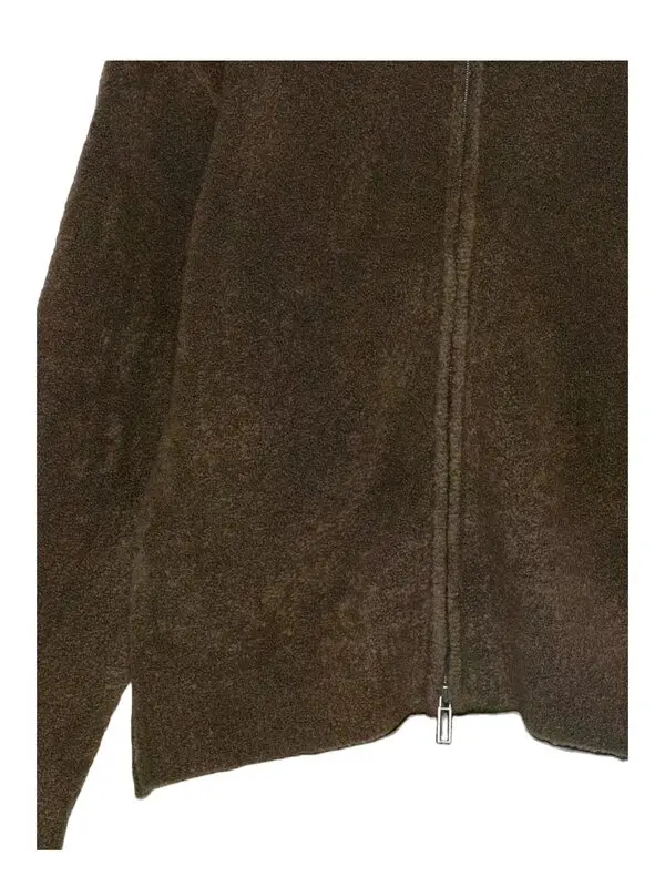 PAOLO PECORA Bouclé-knit Zip-up Cardigan - Brown