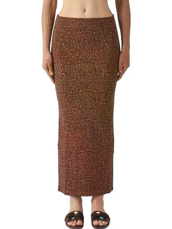 MC2 SAINT BARTH Lane Leopard-print Ribbed Midi Skirt - Brown