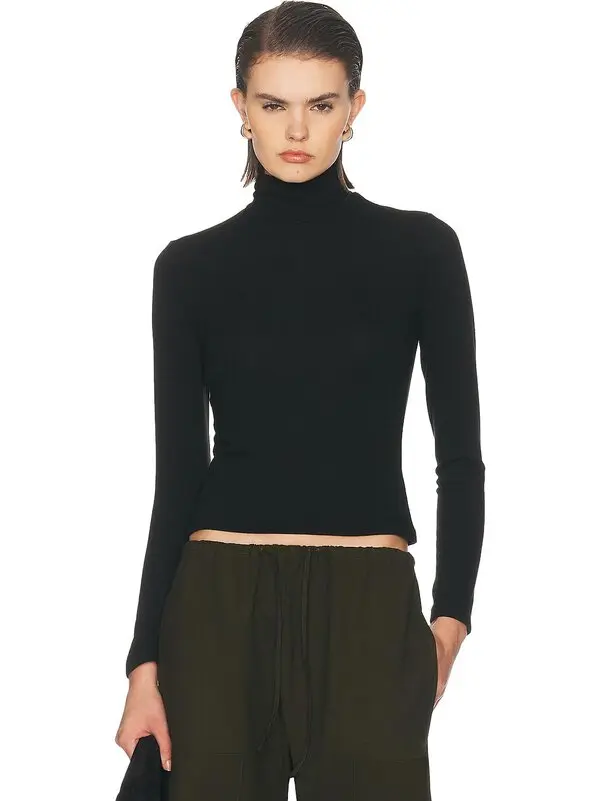 LESET Lauren Long Sleeve Turtleneck Top - Black
