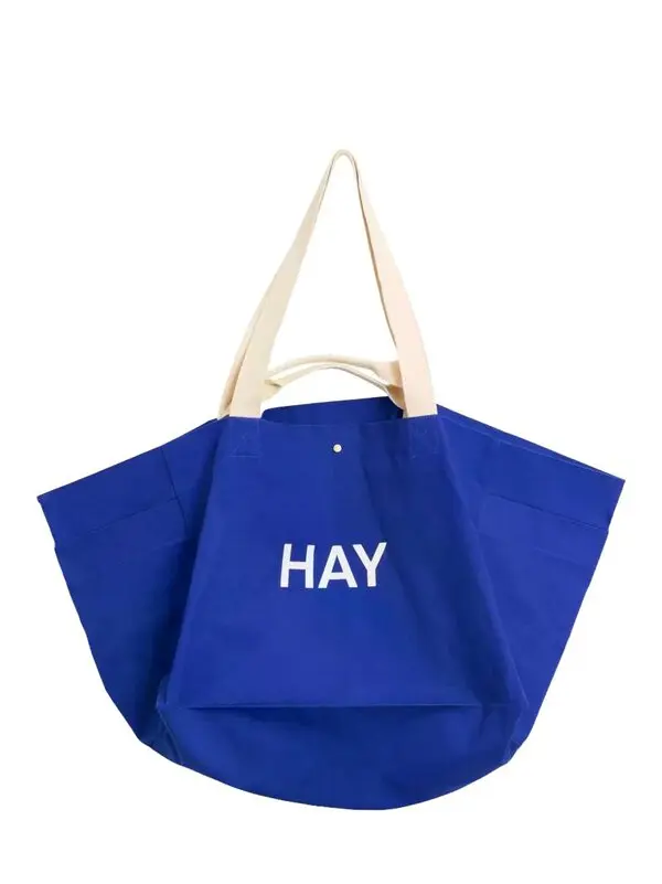 HAY Logo-print Cotton Tote Bag - Blue