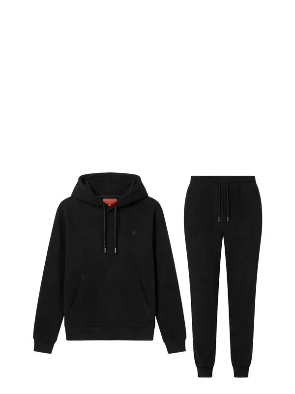 MAISON TANGERINE Women’s Shadow Knit Premium Cotton Sweatshirt & Joggers Tracksuit Set - Black