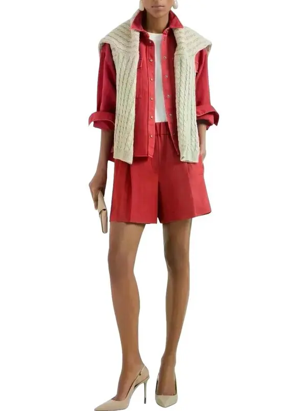 Brunello Cucinelli Pleated Elasticated-waist Shorts - Red