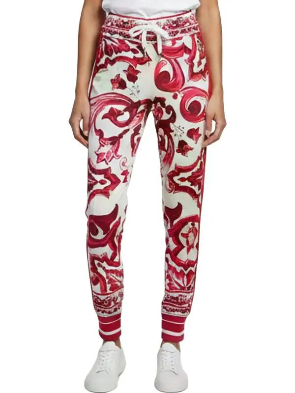 Dolce & Gabbana Majolica Print Logo Tape Track Pants - White