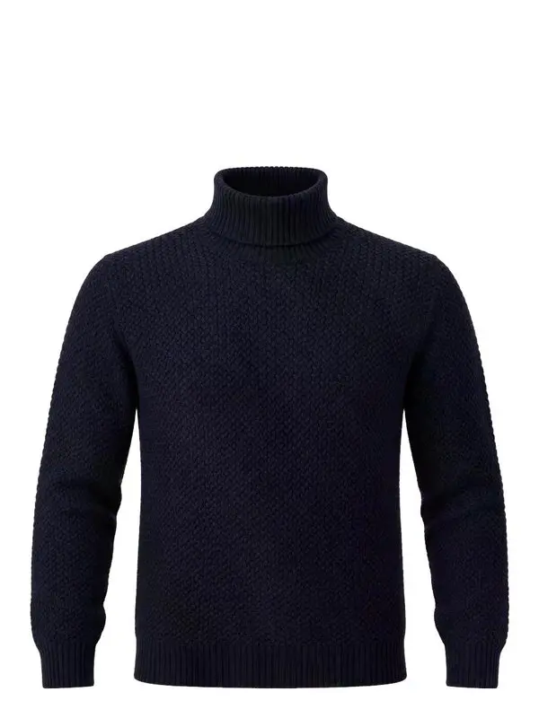 GRAN SASSO Textured-knit Roll-neck Sweater - Blue