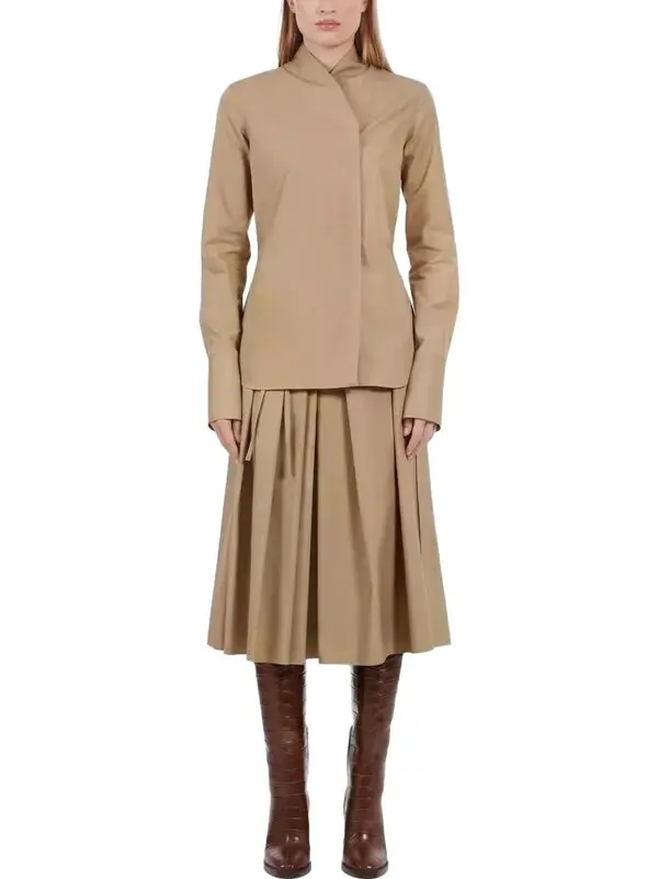 FERRAGAMO High-collar Fitted Shirt - Neutrals