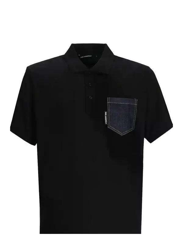 Karl Lagerfeld Denim-pocket Polo Shirt - Black