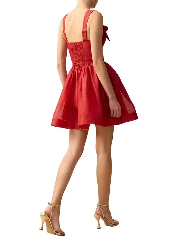 Zimmermann Clash Print Bow Mini Dress - Cherry