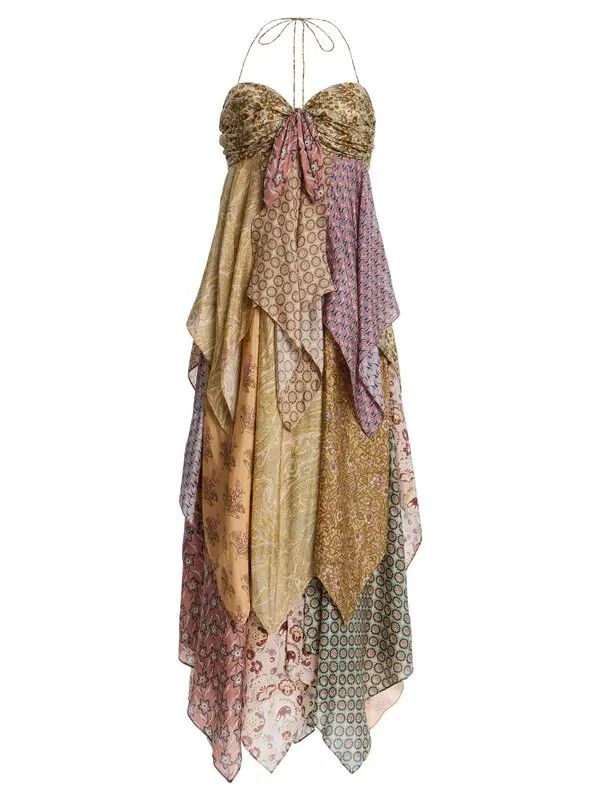 Zimmermann Fairlight Scarf-detailed Silk Midi Dress - Neutrals