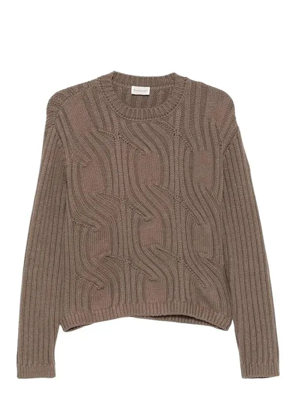 Moncler Ribbed Cable-knit Sweater - Brown