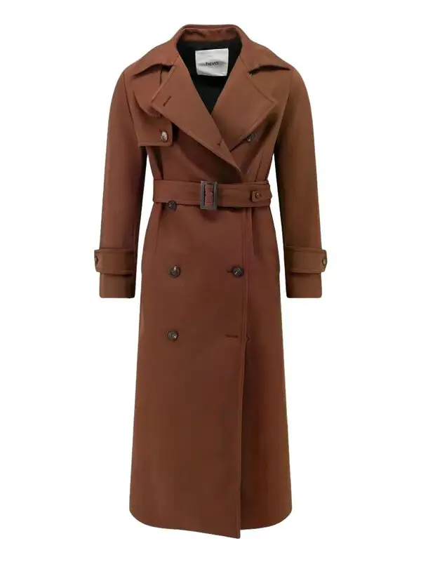 HEVO Rivabella Double-breasted Belted Trench Coat - Brown