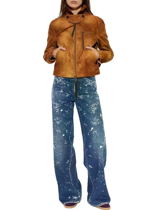 Dsquared2 High-neck Denim Jacket - Brown