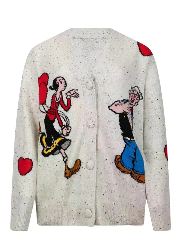 MC2 SAINT BARTH Sasi Popeye-intarsia Flecked Cardigan - Grey