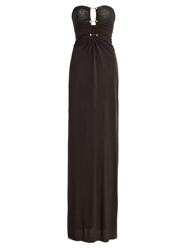 MORE NOIR Alina Cutout Jersey Maxi Dress - Brown