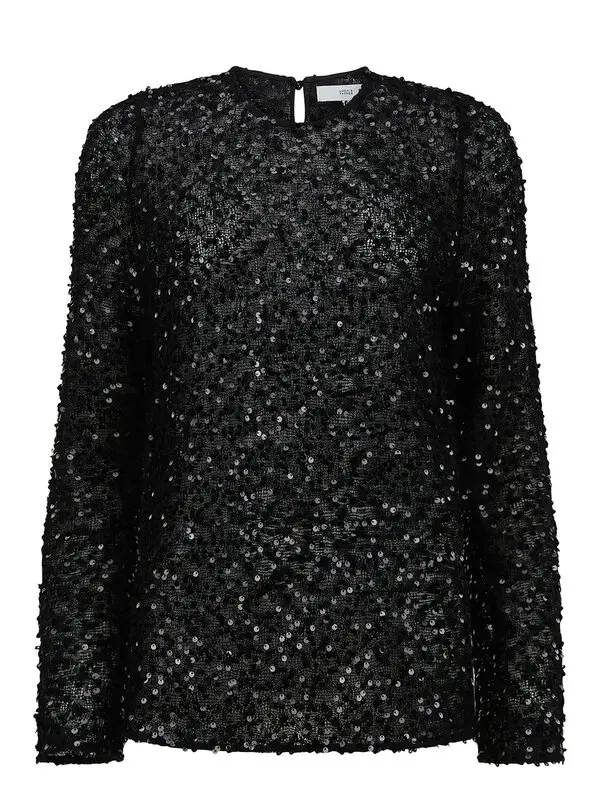 HARRIS TAPPER Exclusive Eva Sequin Knit Top - Black