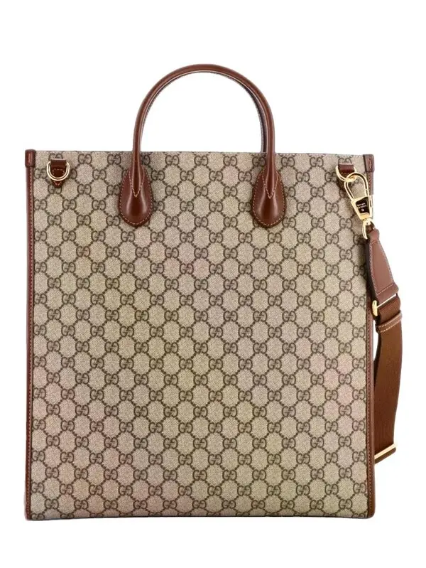 Gucci Interlocking G Gg Coated Canvas Vertical Tote Bag - Brown