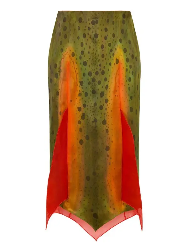 CONNER IVES Rainbow Handpainted Silk Midi Skirt - Multi