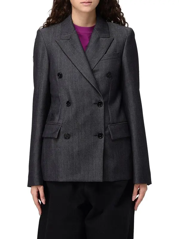 Balenciaga Double-breasted Denim-effect Wool Twill Blazer With Peak Lapels - Navy